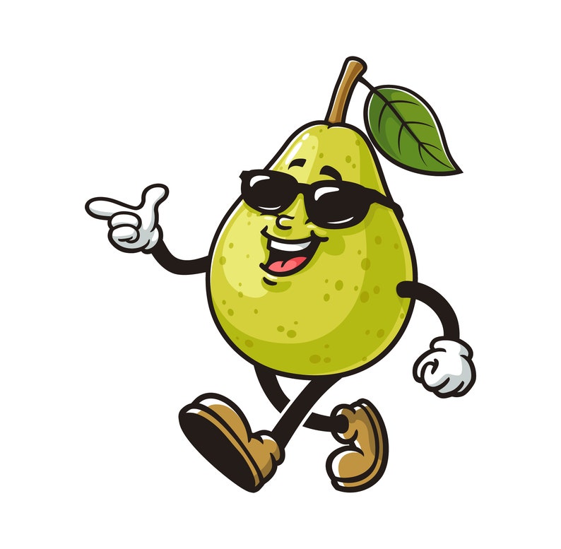 Pear is Wearing Sunglasses, Pear Cartoon Mascot Illustration Character ...