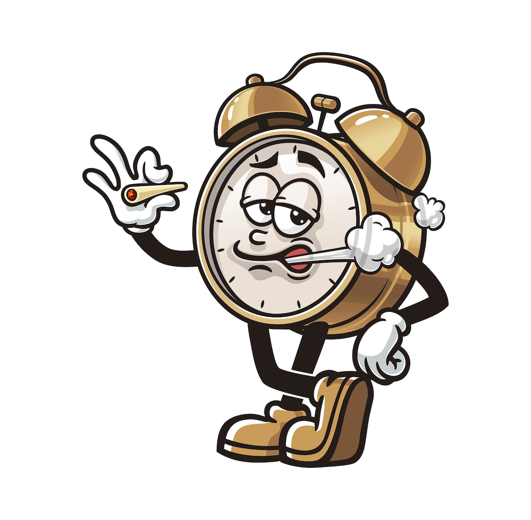 Smoking Alarm Clock Cartoon Mascot Illustration Character Vector Clip ...
