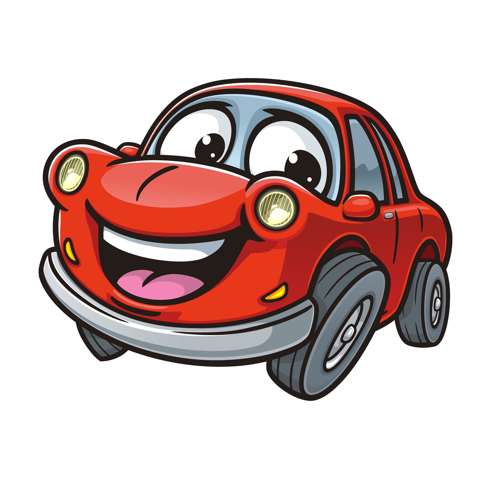 Car Cartoon Mascot Illustration Character Vector Clip-art Hand-drawn ...