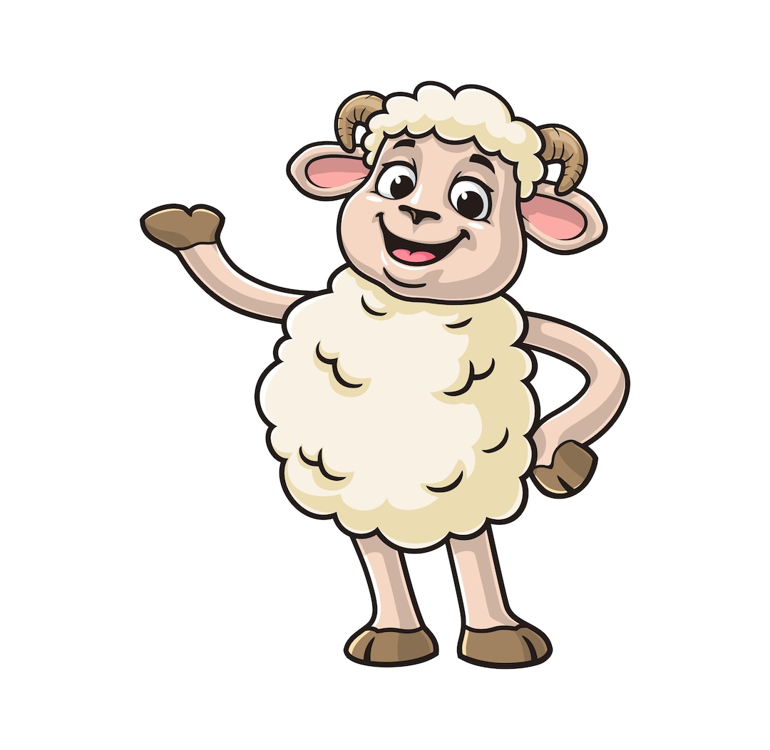 Sheep Cartoon Mascot Illustration Character Vector Clip-art Hand-drawn ...