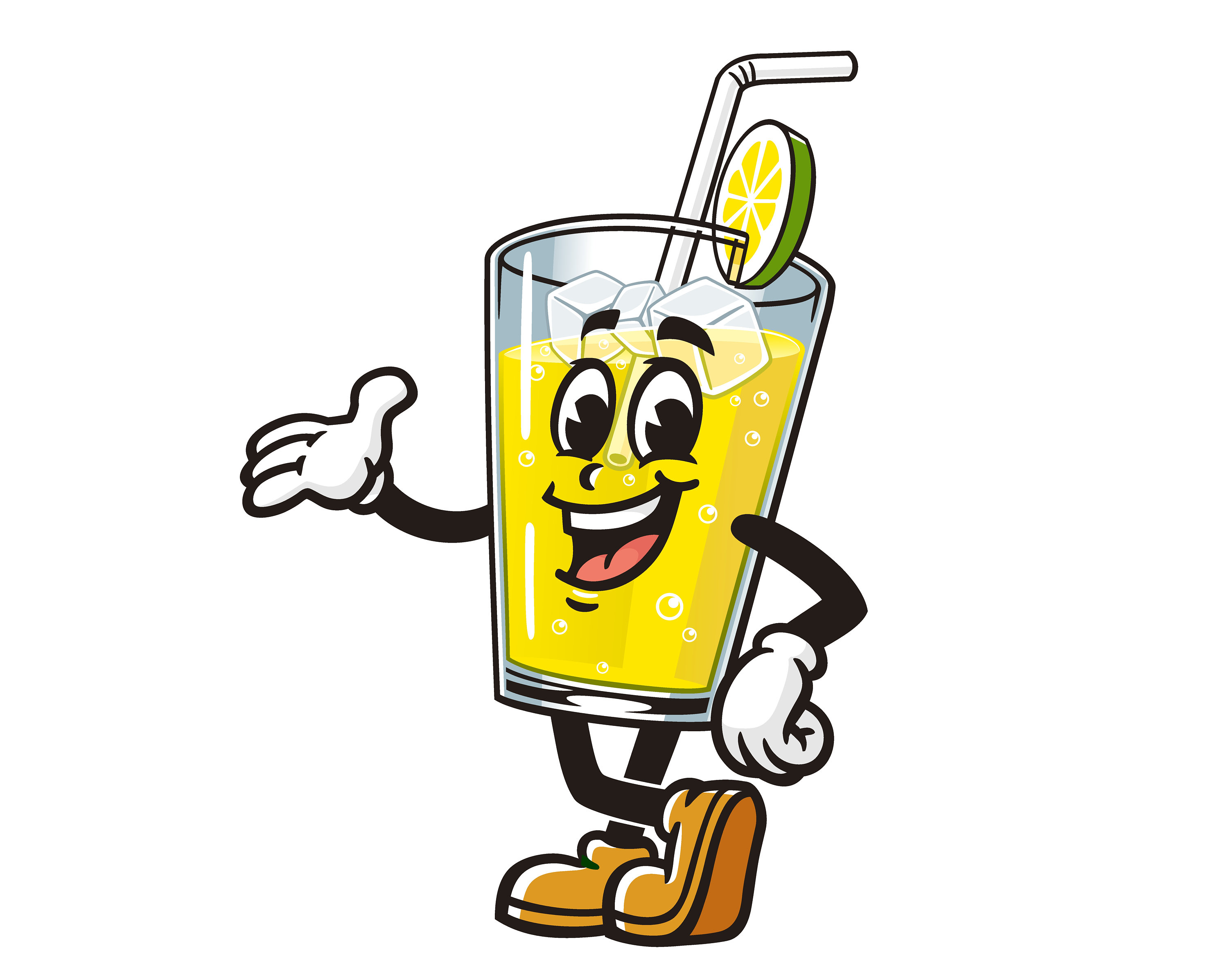 Glass Fresh Lemon Cartoon Mascot Vector Illustration Design Character ...