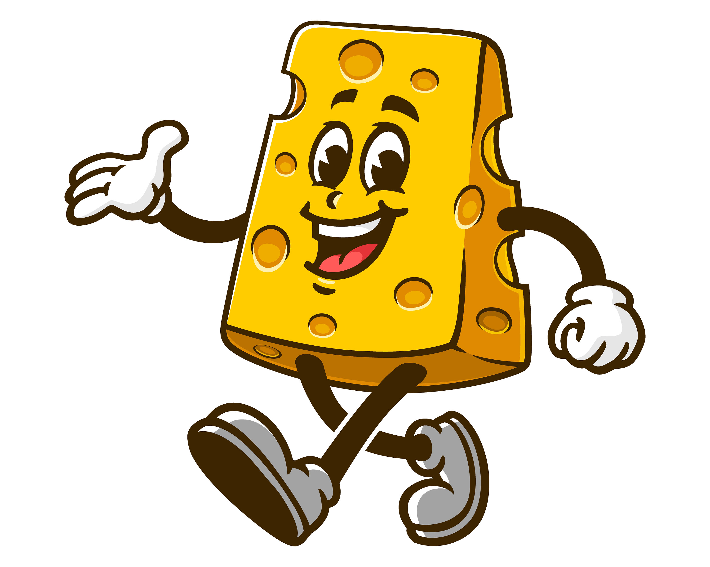 Walking Cheese Cartoon Mascot Illustration Design Character Vector - Etsy