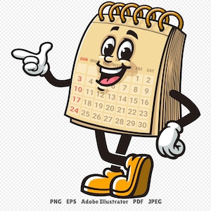 Calendar Cartoon Mascot Illustration Character Vector Clip-art Hand ...