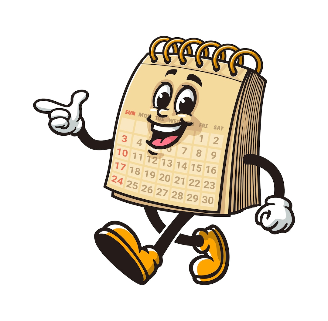 Laufender Kalender Cartoon Maskottchen Illustration Charakter Vektor ...