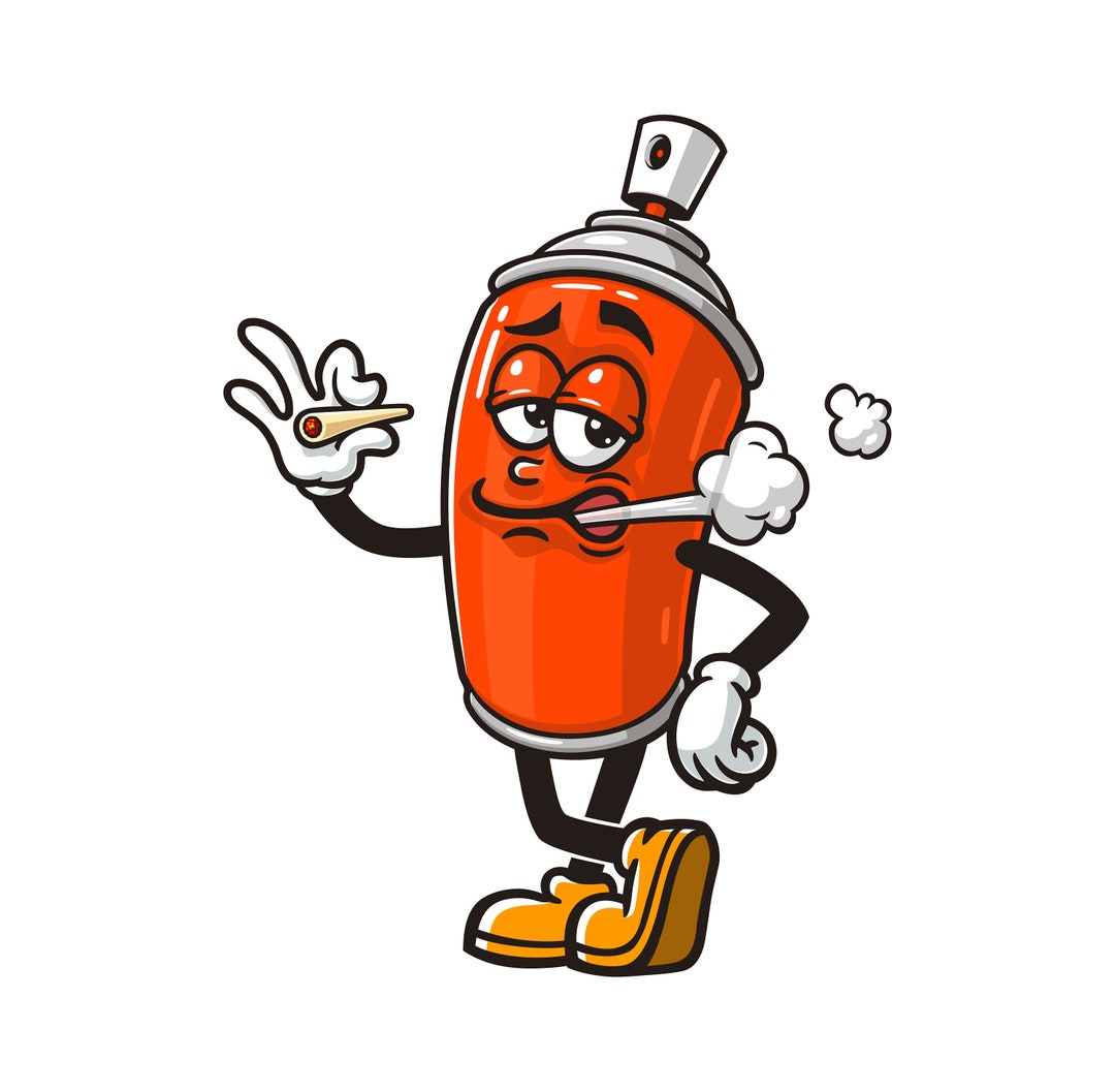 Smoking Spray Can, Spray Paint Can, Aerosol, Cartoon Mascot ...