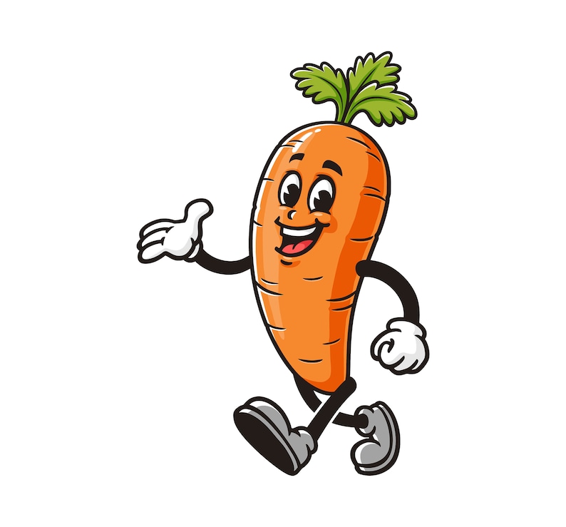 Walking Carrot Cartoon Mascot Illustration Character Vector Clip Art ...