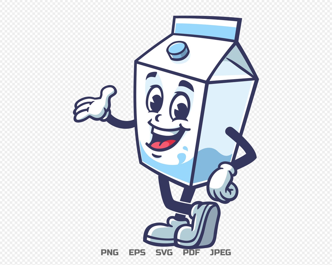Milk Box Cartoon Mascot Illustration Design Character Vector - Etsy