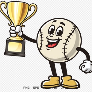 Baseball is Holding the Trophy, Cartoon Mascot Illustration Character ...