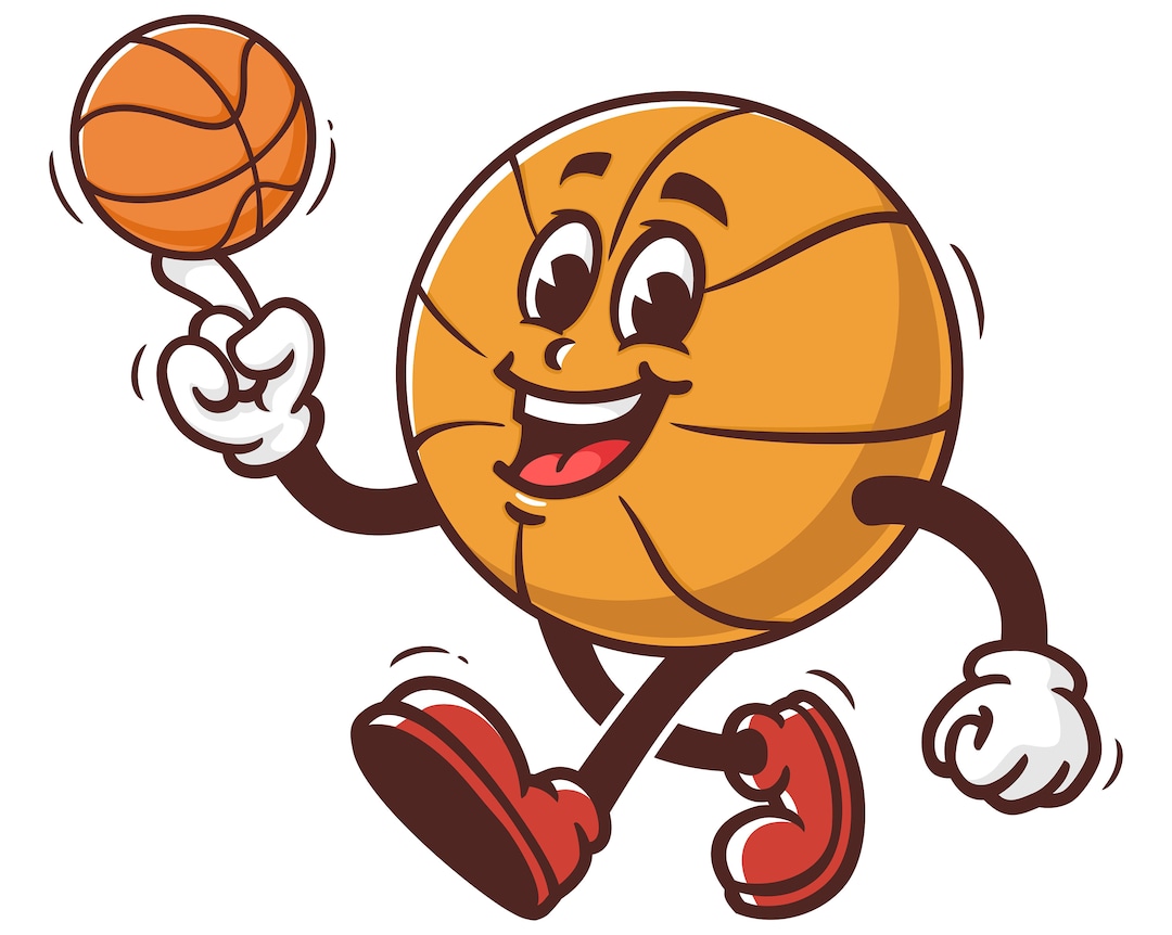 Walking Basketball Cartoon Mascot Illustration Design Character Vector ...