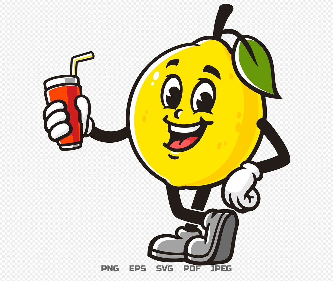 Lemon is Holding a Soft Drink, Lemon Cartoon Mascot Illustration ...