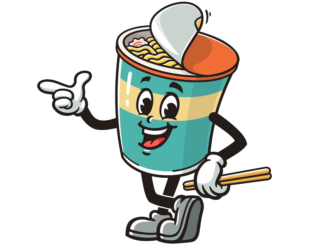 Cup Noodle Cartoon Mascot Illustration Design Character Vector - Etsy