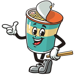 Cup Noodle Cartoon Mascot Illustration Design Character Vector - Etsy