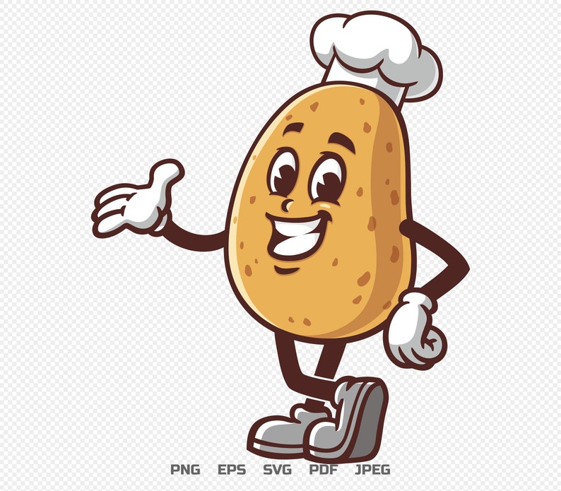 Potato Wearing Chef's Hat Cartoon Mascot Illustration Design Character ...