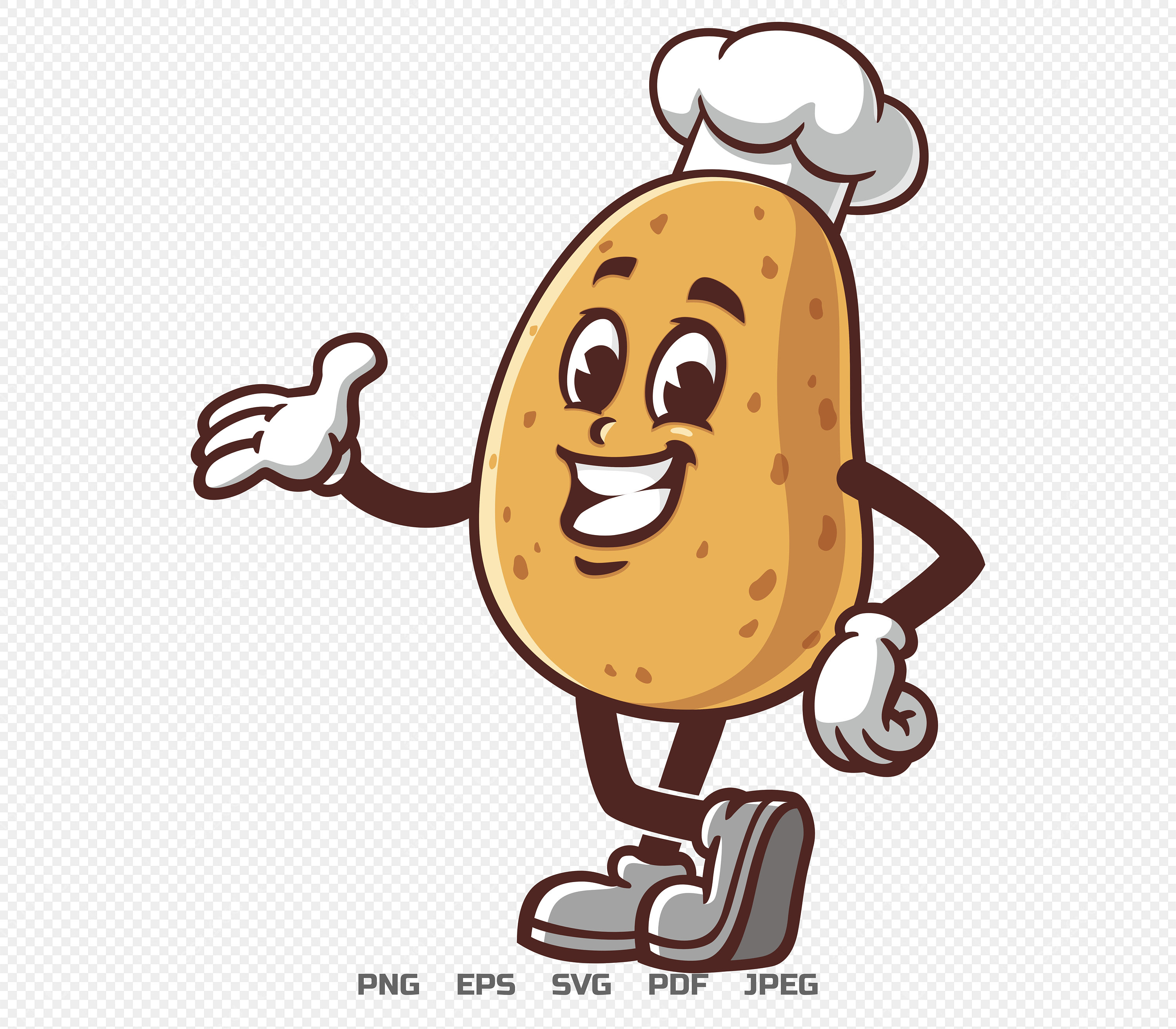 Potato Wearing Chef's Hat Cartoon Mascot Illustration Design Character ...
