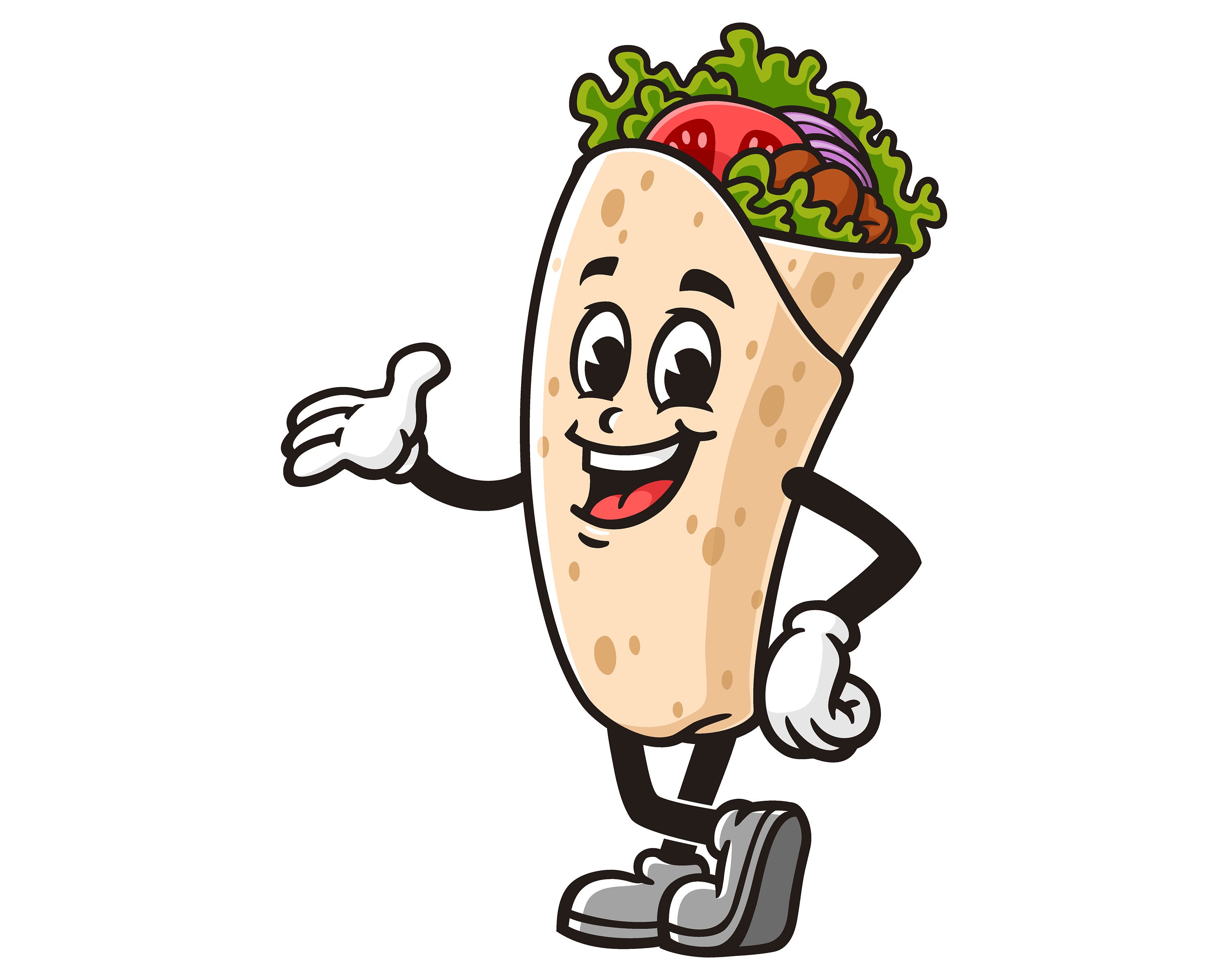 Burrito Cartoon Mascot Illustration Design Character Vector - Etsy