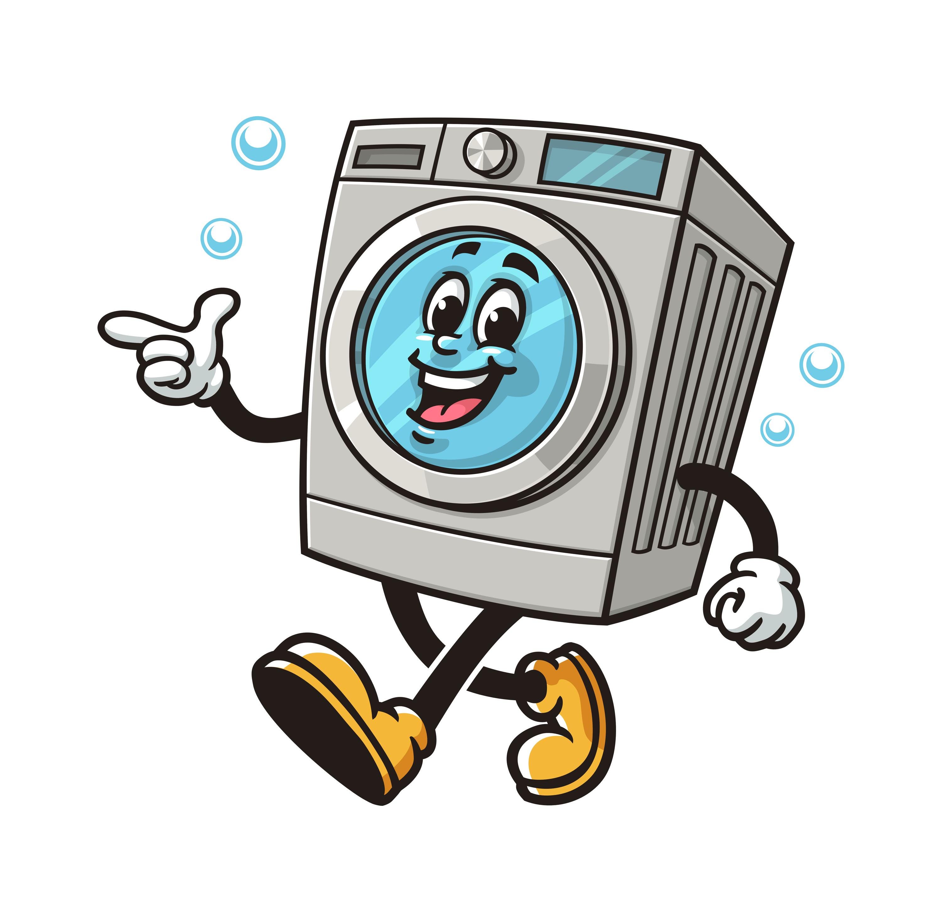 Walking Washing Machine Cartoon Mascot Illustration Character Vector ...