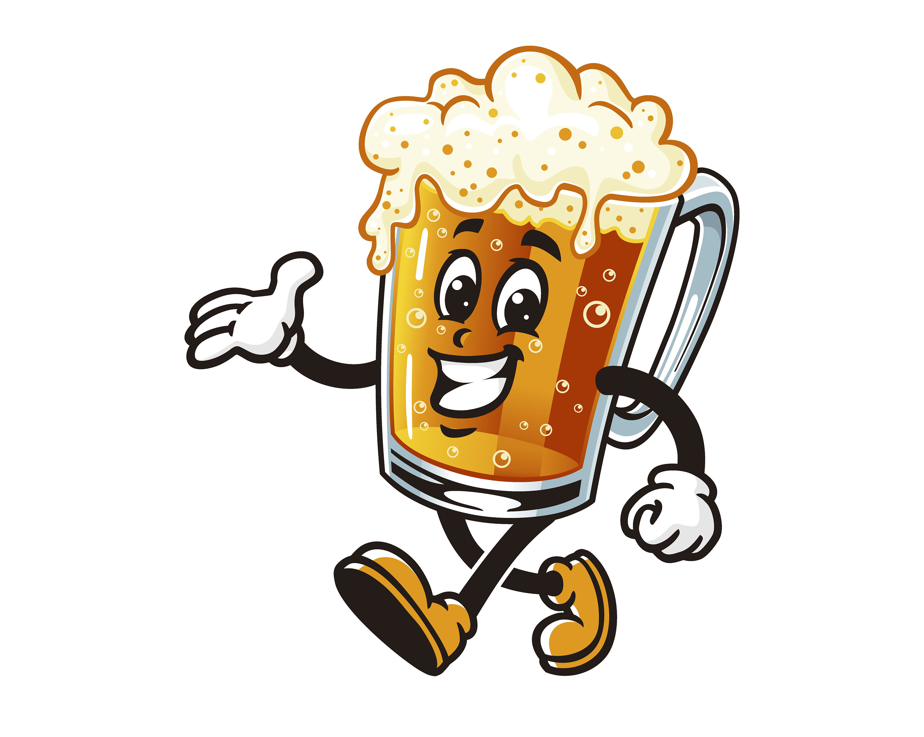 Walking Beer Glass Cartoon Mascot Illustration Design Character - Etsy