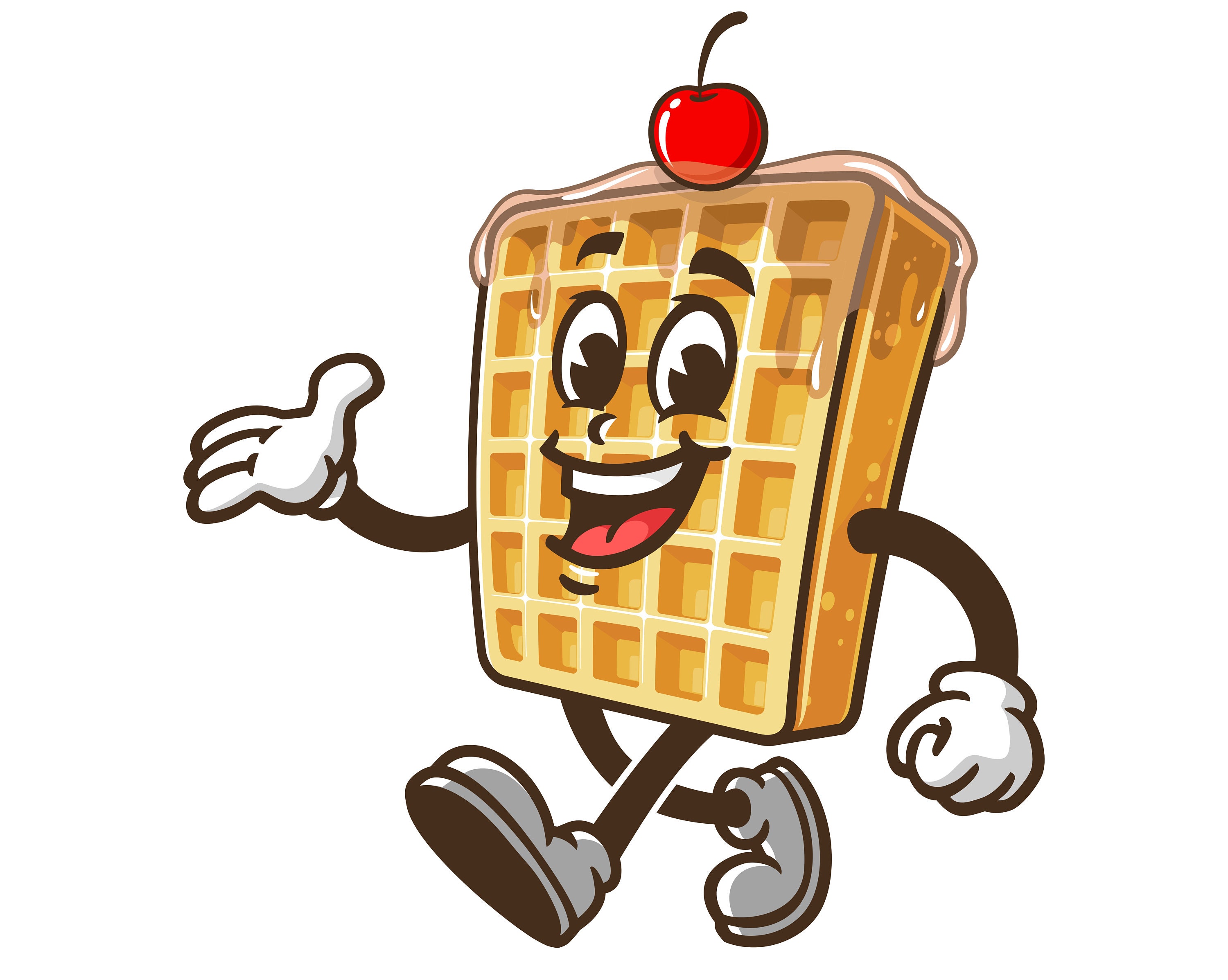 Walking Waffle Cartoon Mascot Illustration Design Character Vector - Etsy