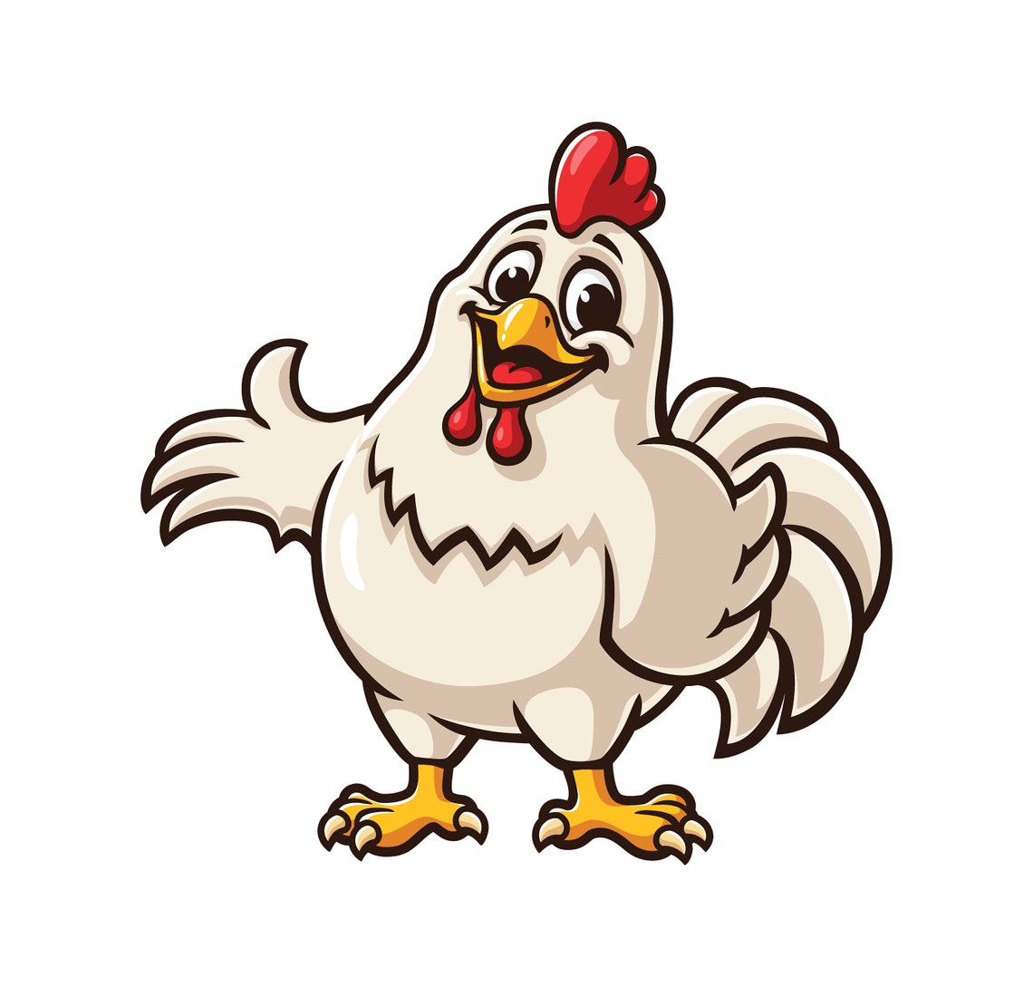 Chicken Cartoon Mascot Illustration Character Vector Clip Art Hand ...