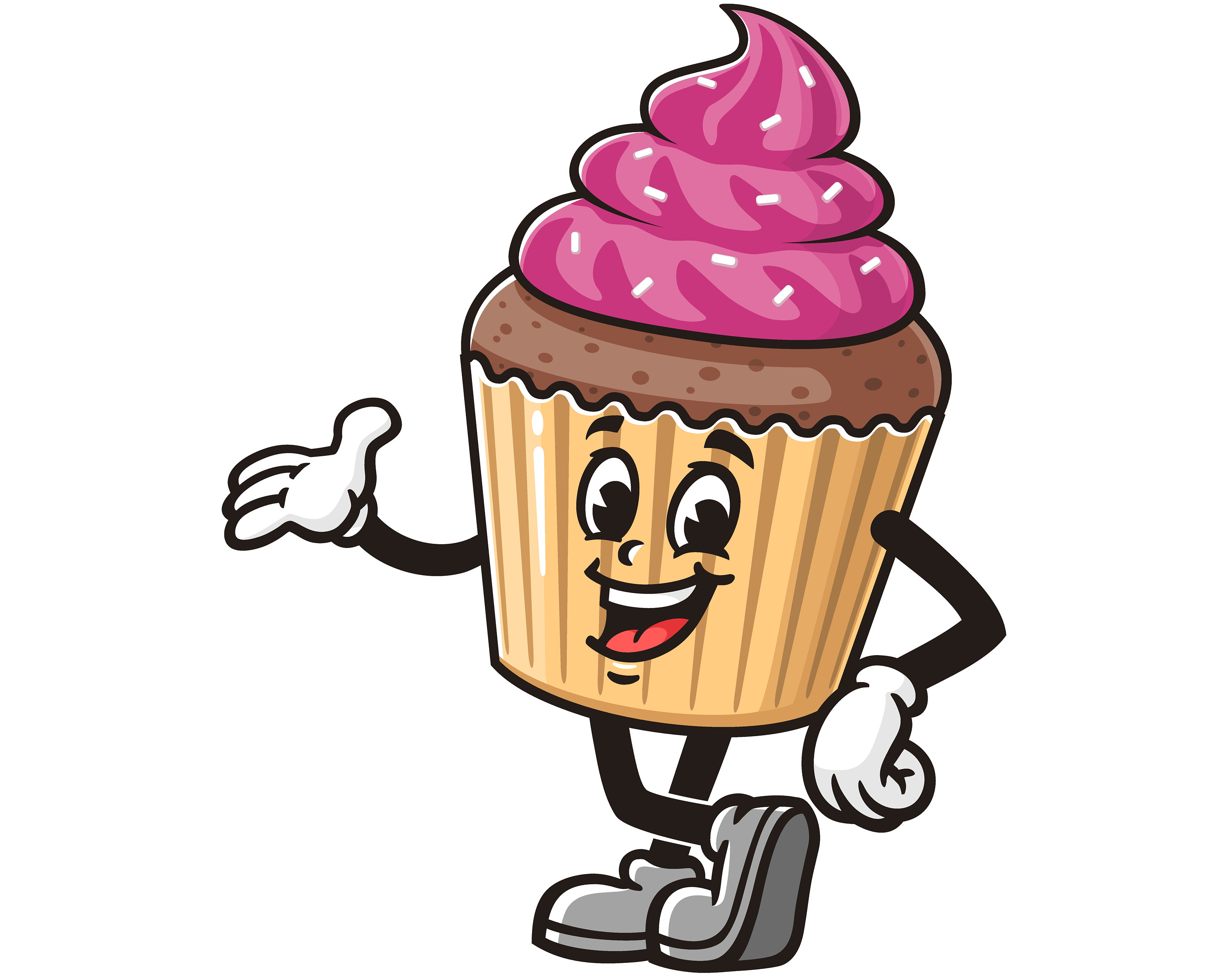 Cupcake Cartoon Mascot Illustration Design Character Vector - Etsy