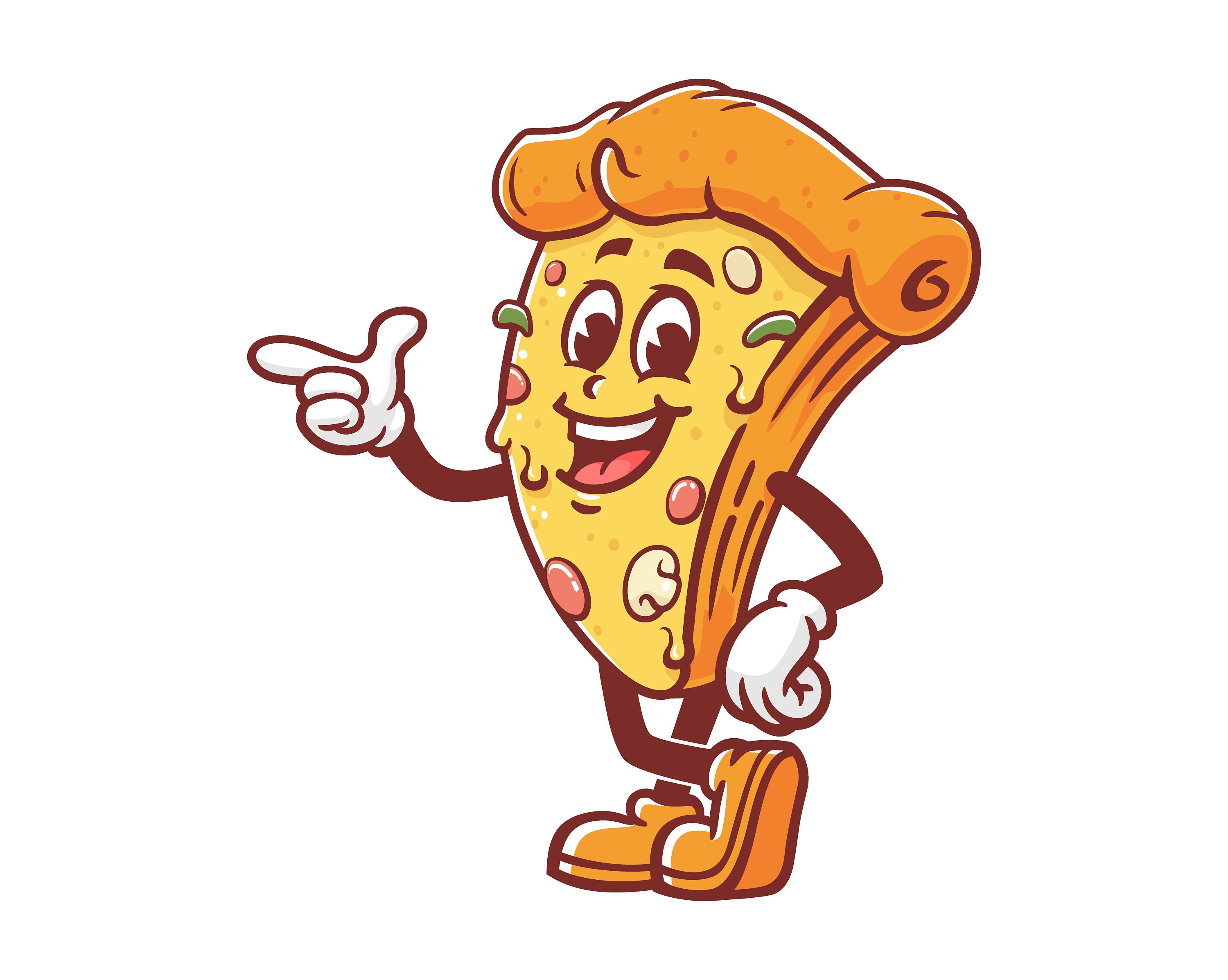 Pizza Cartoon Mascot Vector Illustration Design Character Clip Art Hand ...
