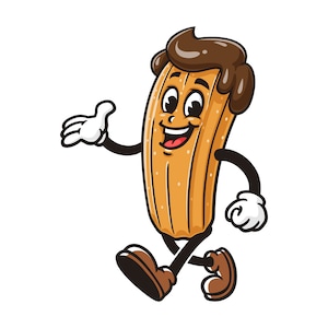 Walking Churros Cartoon Mascot Illustration Character Vector Clip Art ...