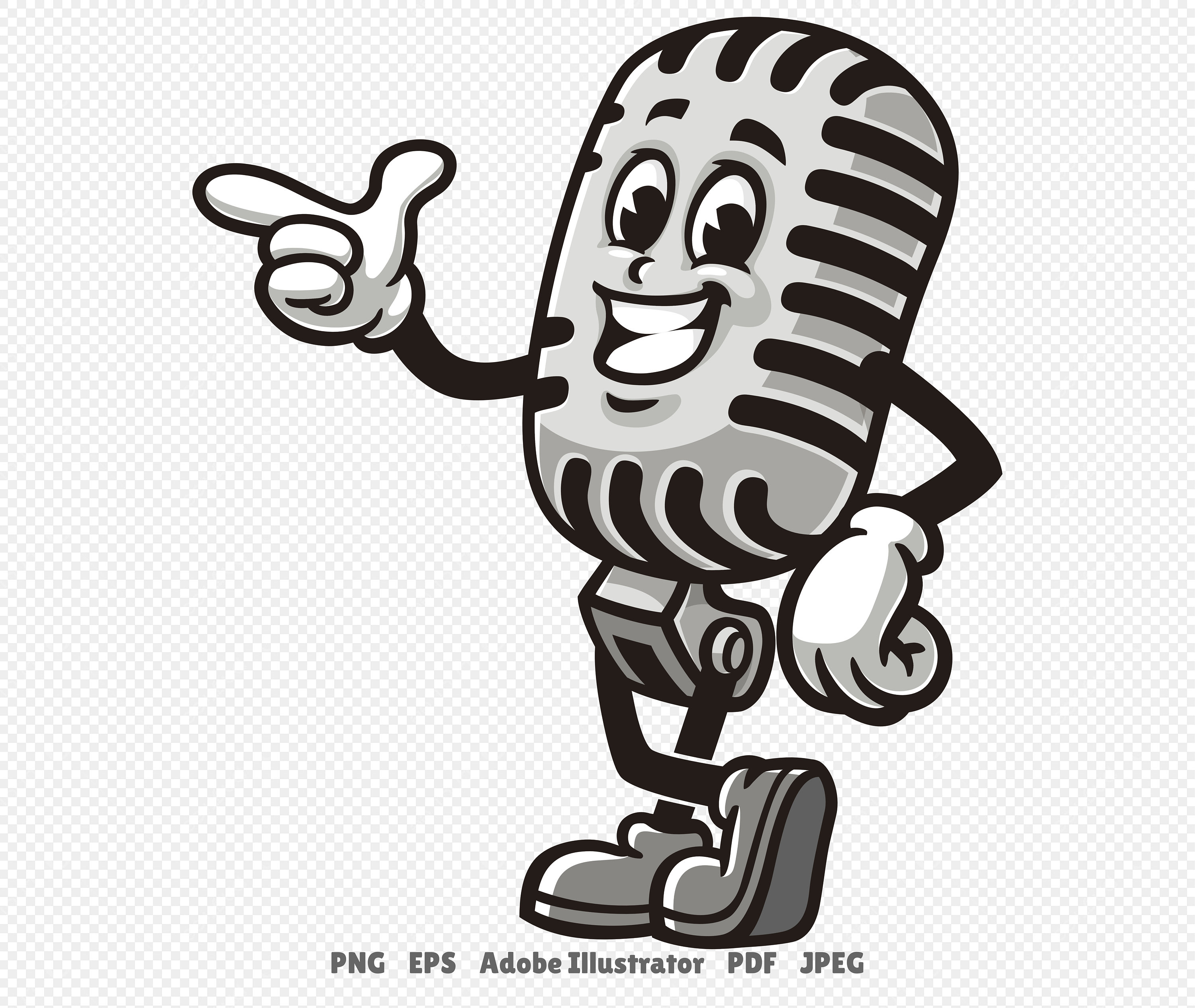 Microphone Music Podcast Cartoon Mascot Illustration Character Vector ...
