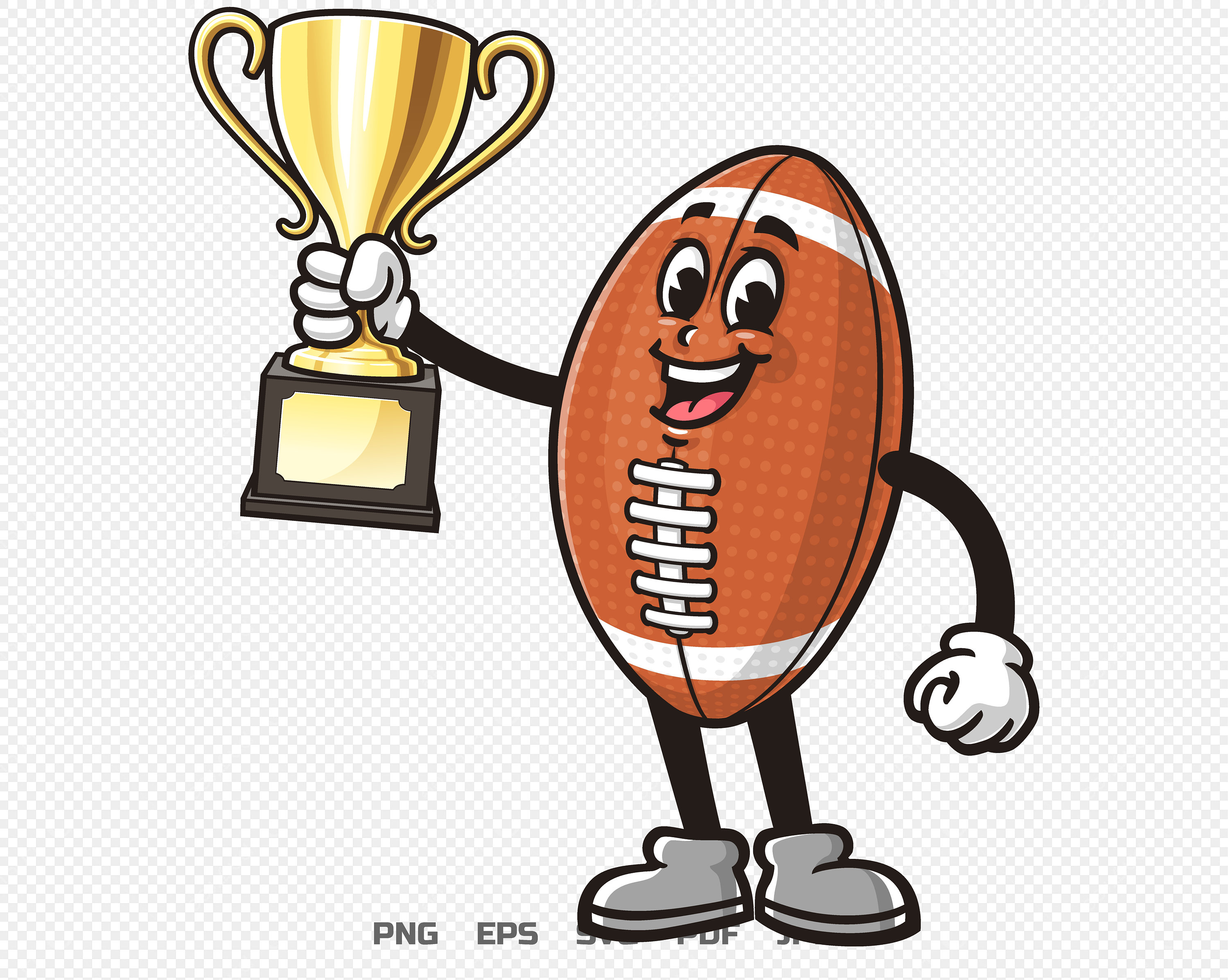 American Football Ball is Holding the Trophy, Cartoon Mascot ...