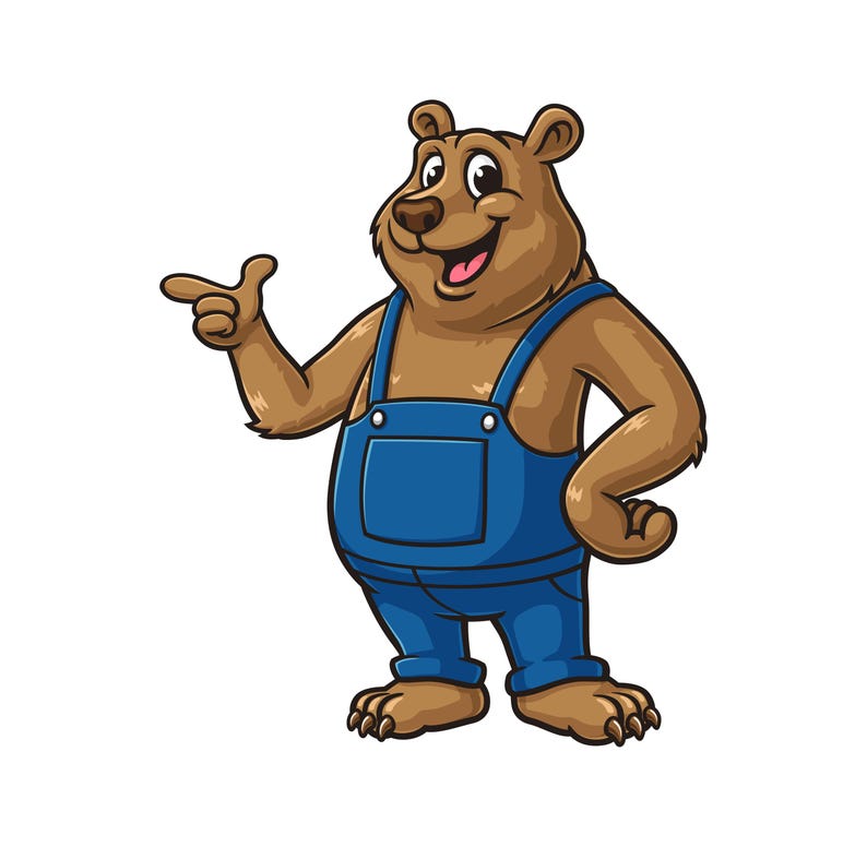 Mechanic Bear Cartoon Mascot Illustration Character Vector Clip-art ...