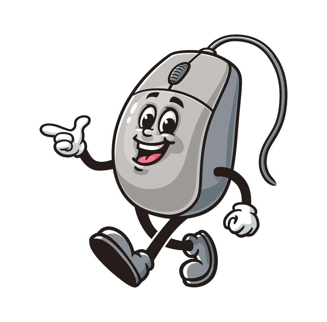 Walking Computer Mouse Cartoon Mascot Illustration Character Vector ...