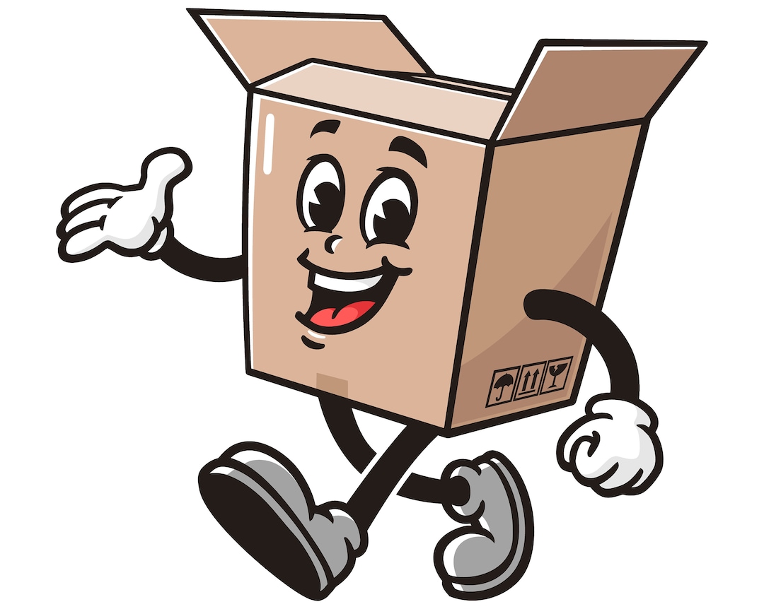Walking Cardboard Box Cartoon Mascot Illustration Design Character ...
