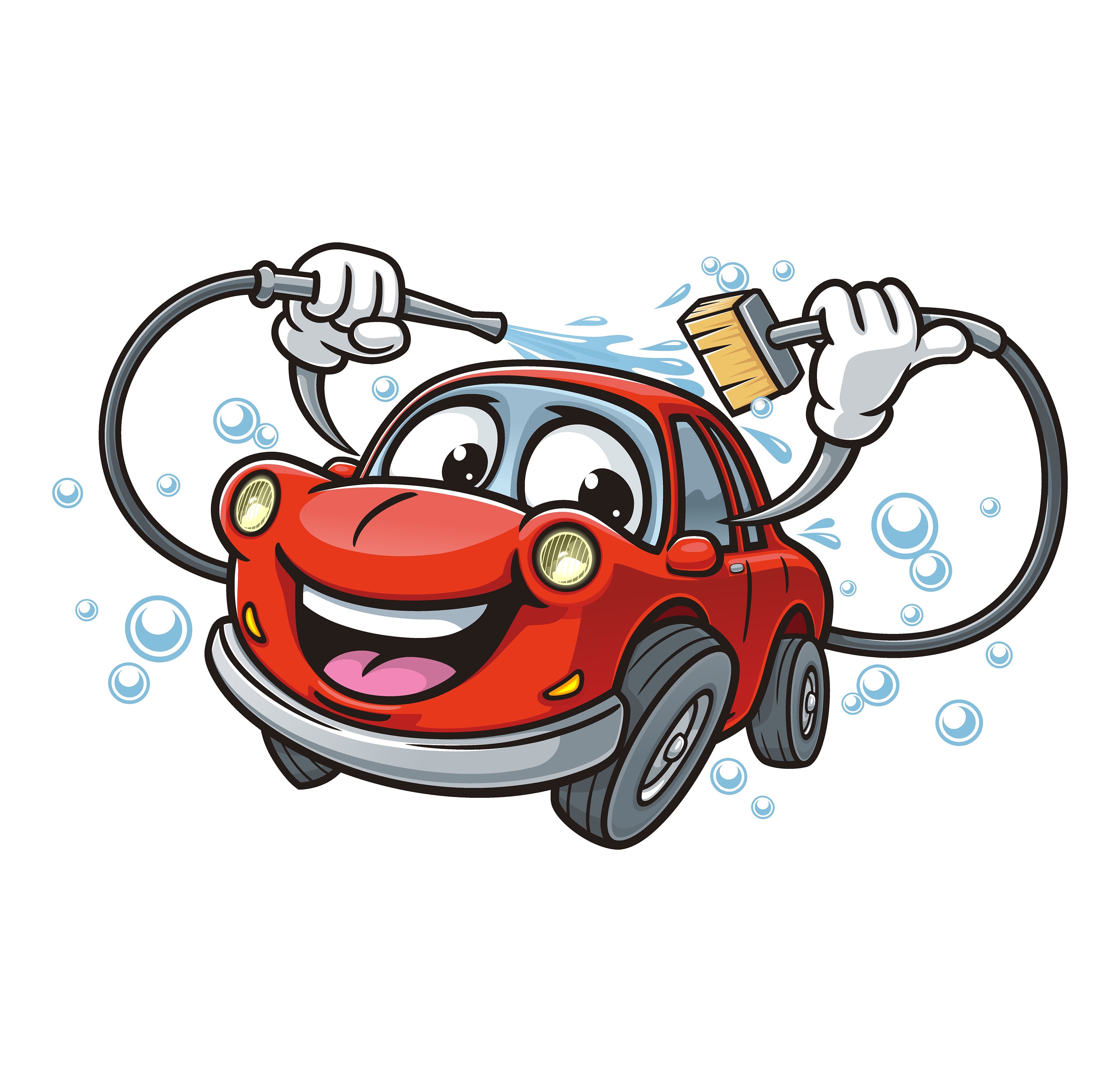 Car Wash Cartoon Mascot Illustration Character Vector Clip-art Hand ...