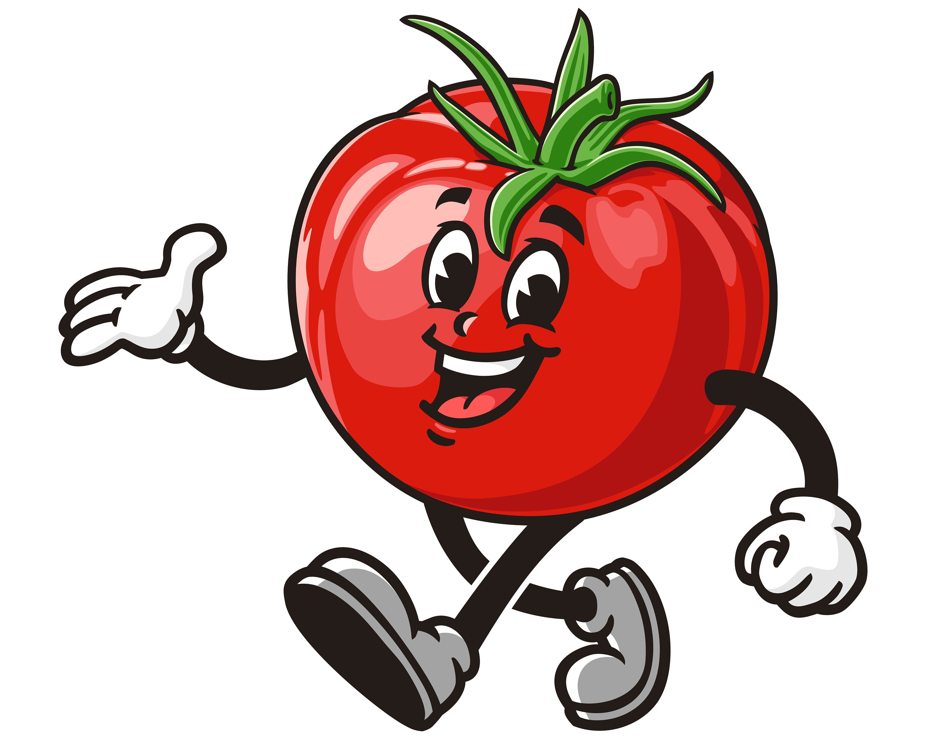 Walking Tomato Cartoon Mascot Illustration Design Character Vector - Etsy