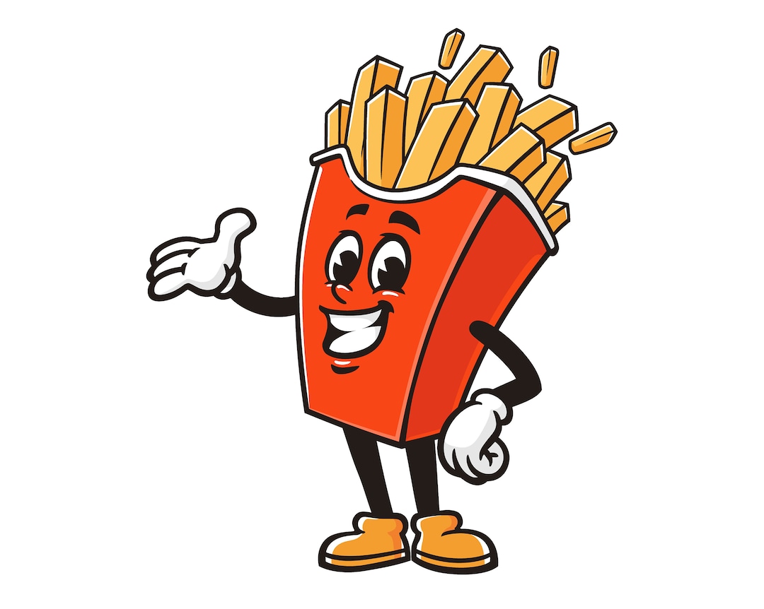 French Fries Cartoon Mascot Vector Illustration Design Character - Etsy