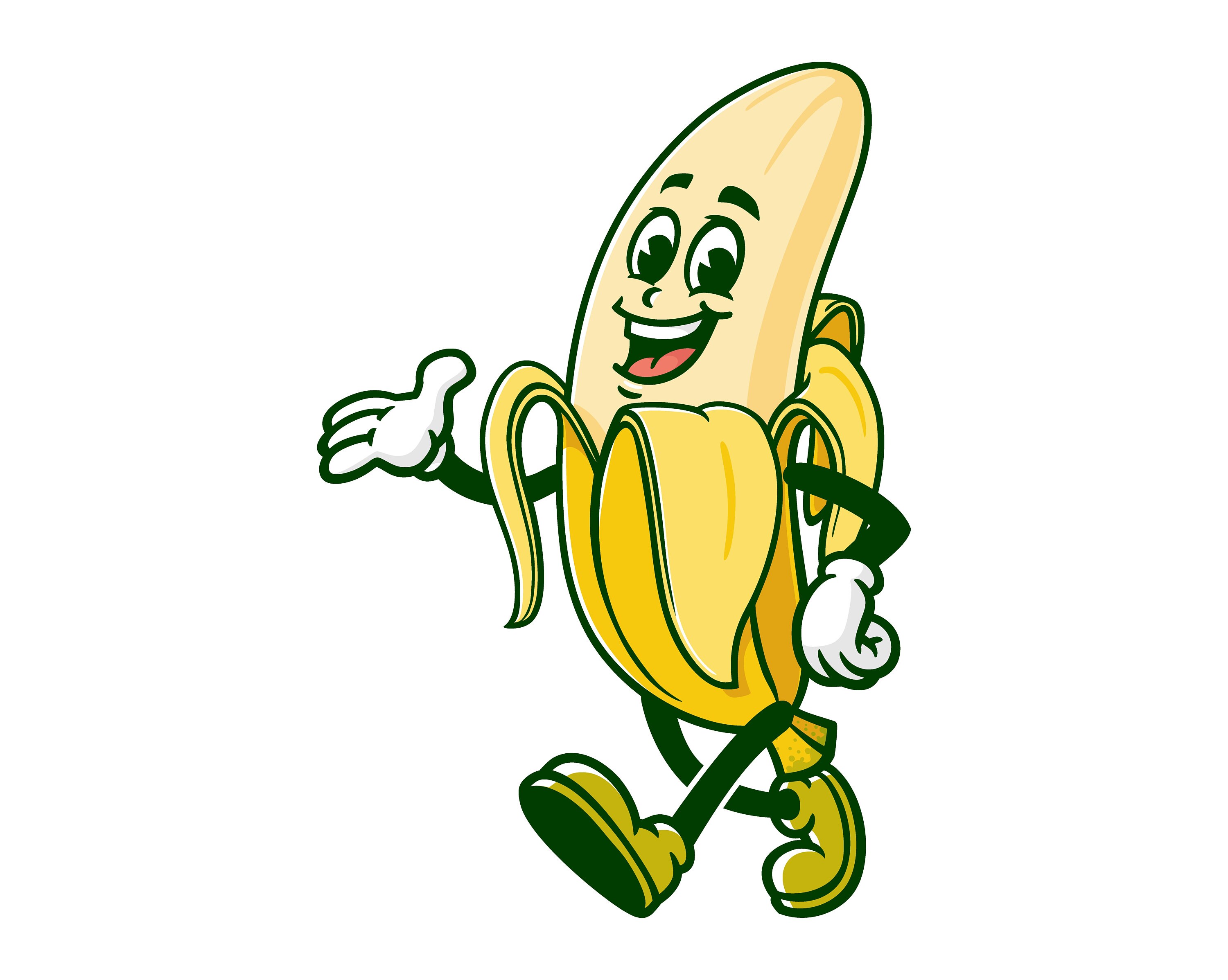 Walking Banana Cartoon Mascot Illustration Design Character - Etsy