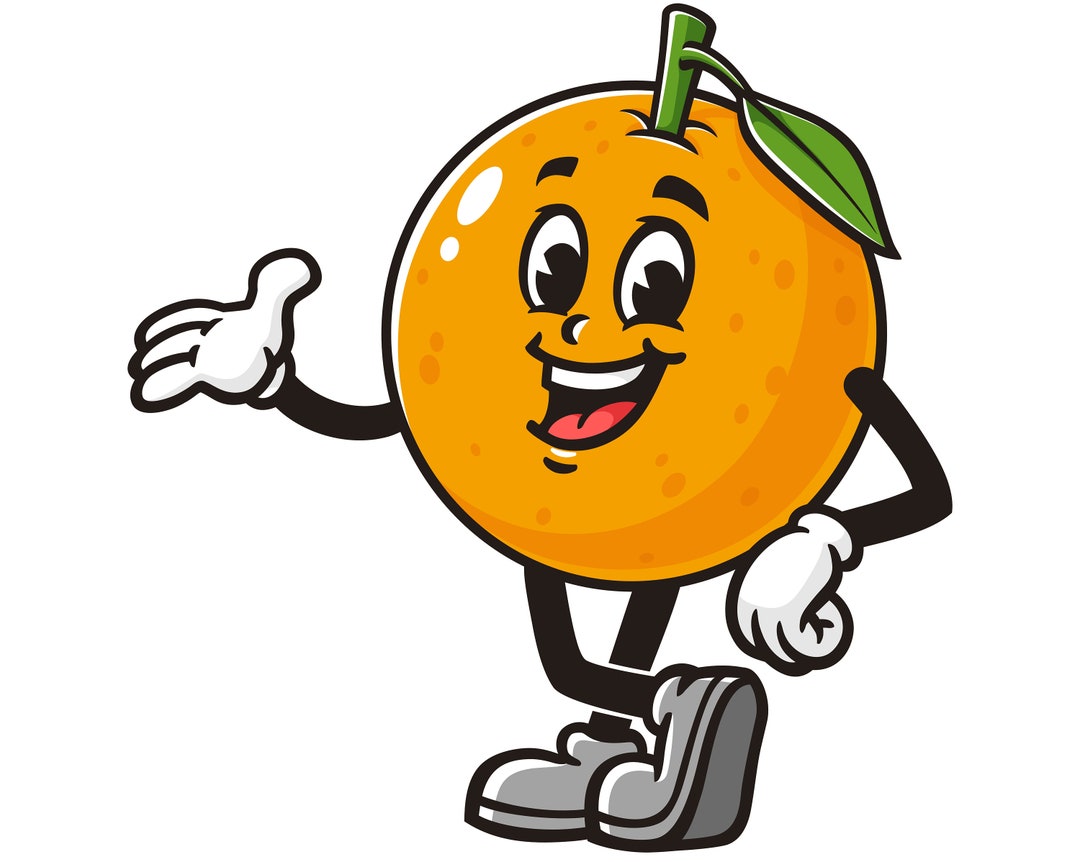 Orange Fruit Cartoon Mascot Illustration Design Character Vector - Etsy