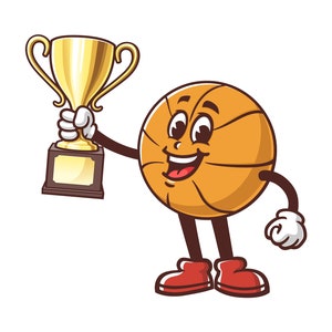 Basketball is Holding the Trophy, Cartoon Mascot Illustration Character ...