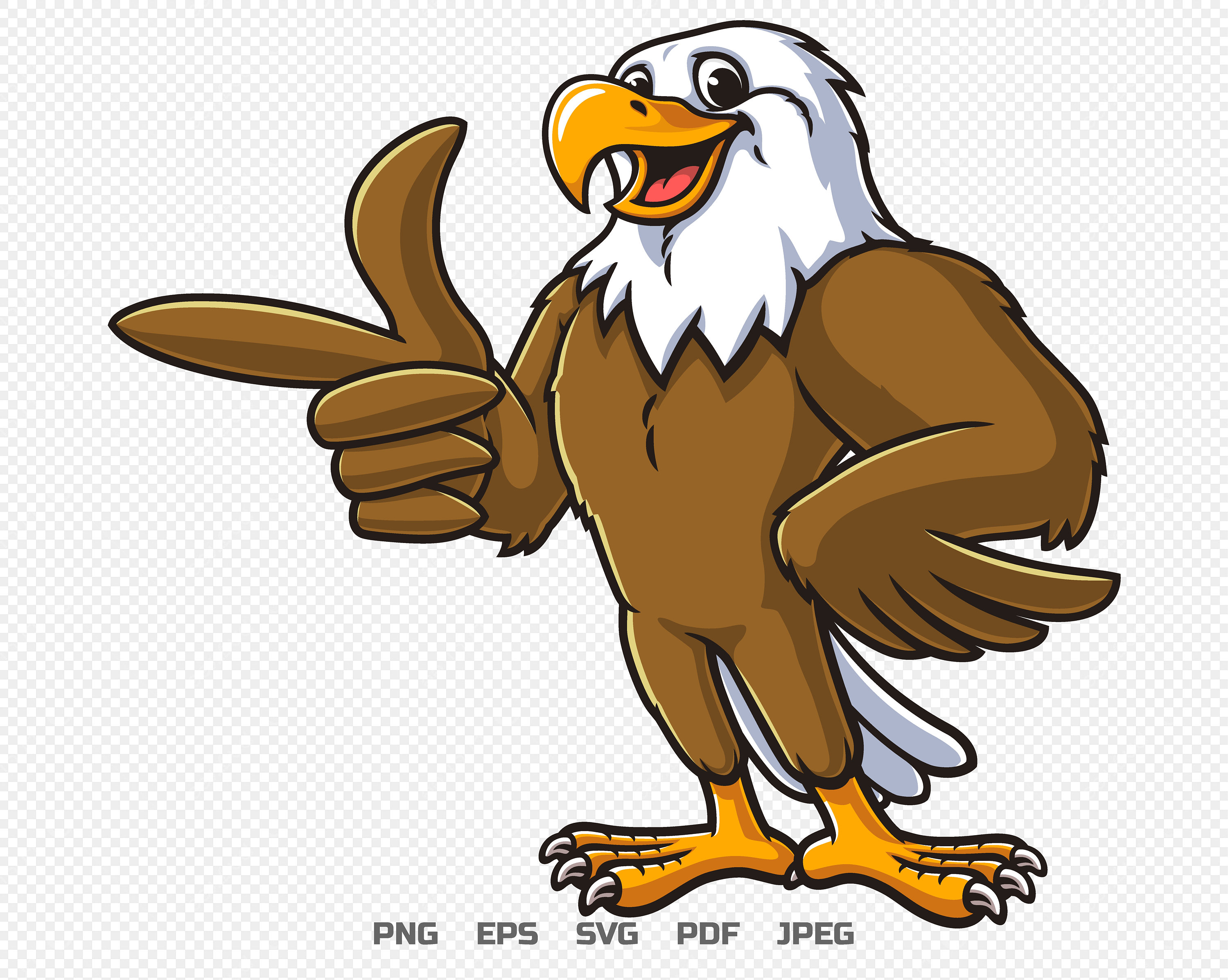 Eagle With Pointing Finger Pose, Cartoon Mascot Illustration Character ...