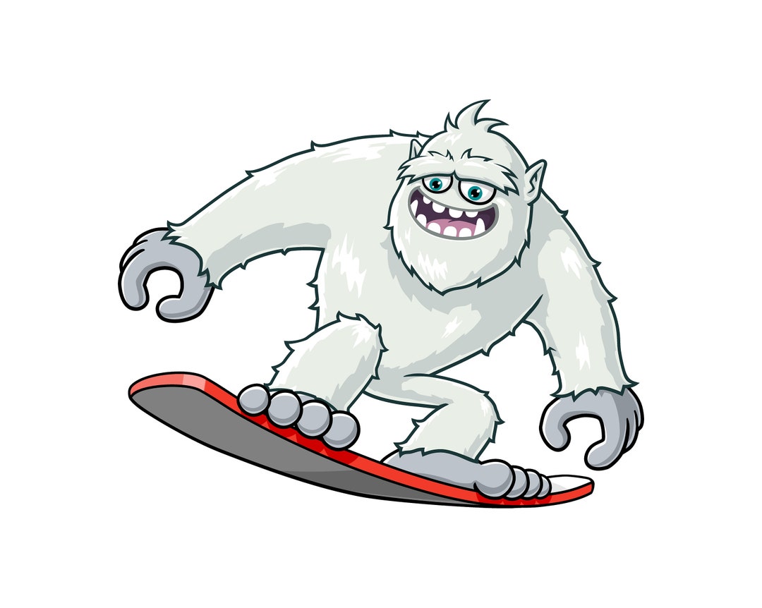 Yeti is Snowboarding Character Mascot Design - Etsy