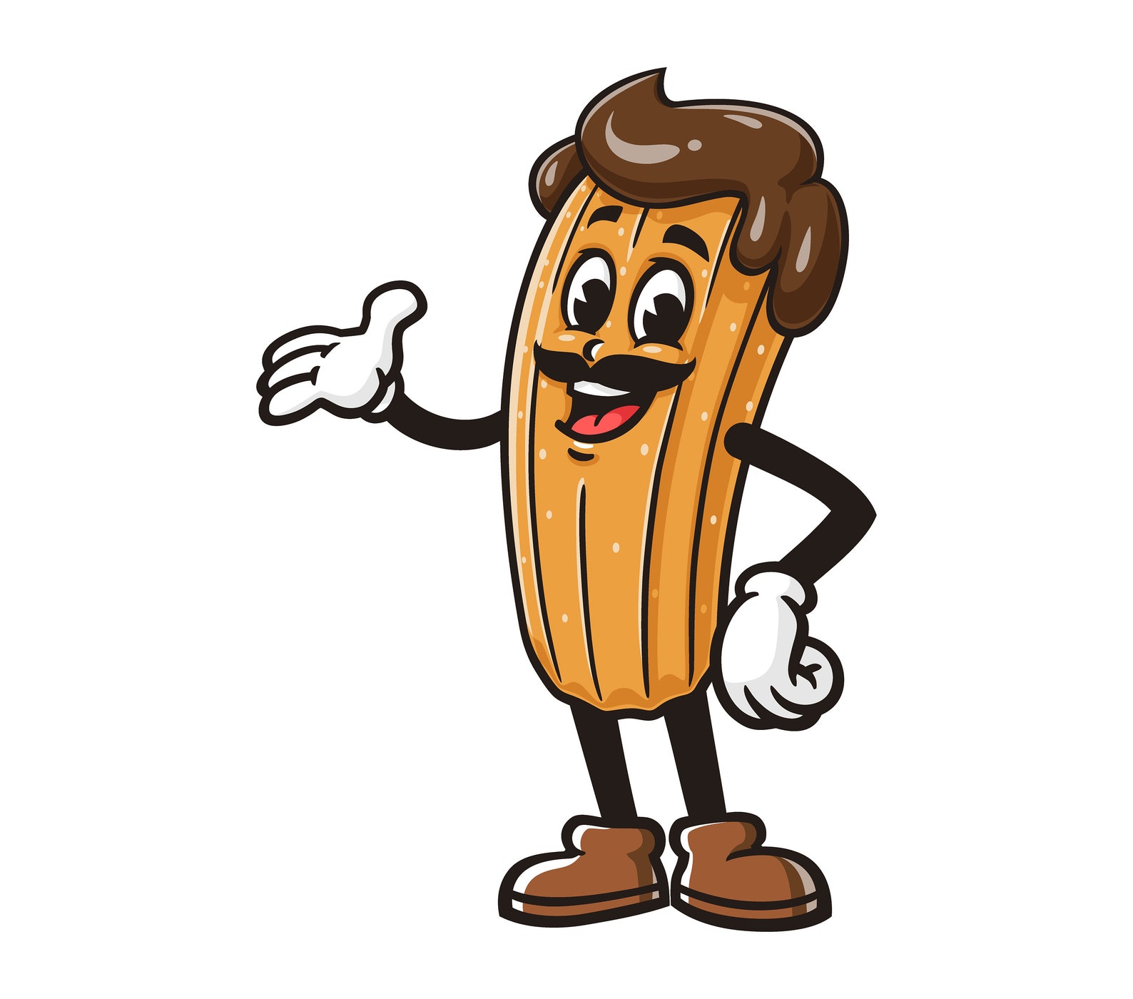 CHURROS With Mustache Cartoon Mascot Illustration Character Vector Clip ...