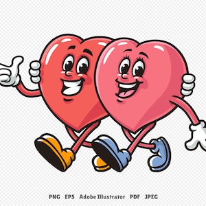 Heart Couple, Heart, Love, Cartoon Mascot Illustration Character Vector ...