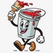 Walking Paint Bucket Red Cartoon Mascot Illustration Design Character ...