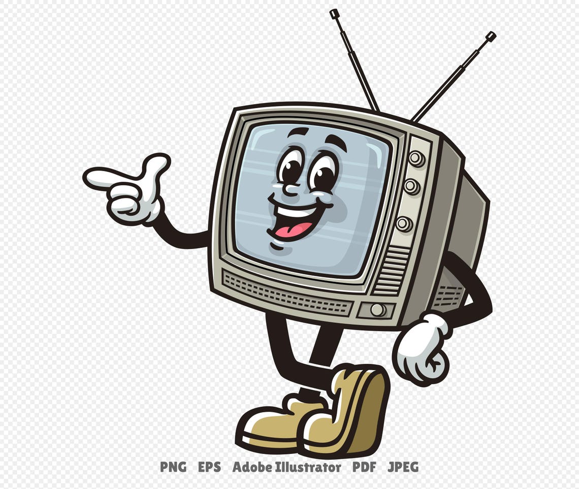 Old Television Cartoon Mascot Illustration Character Vector Clip-art ...