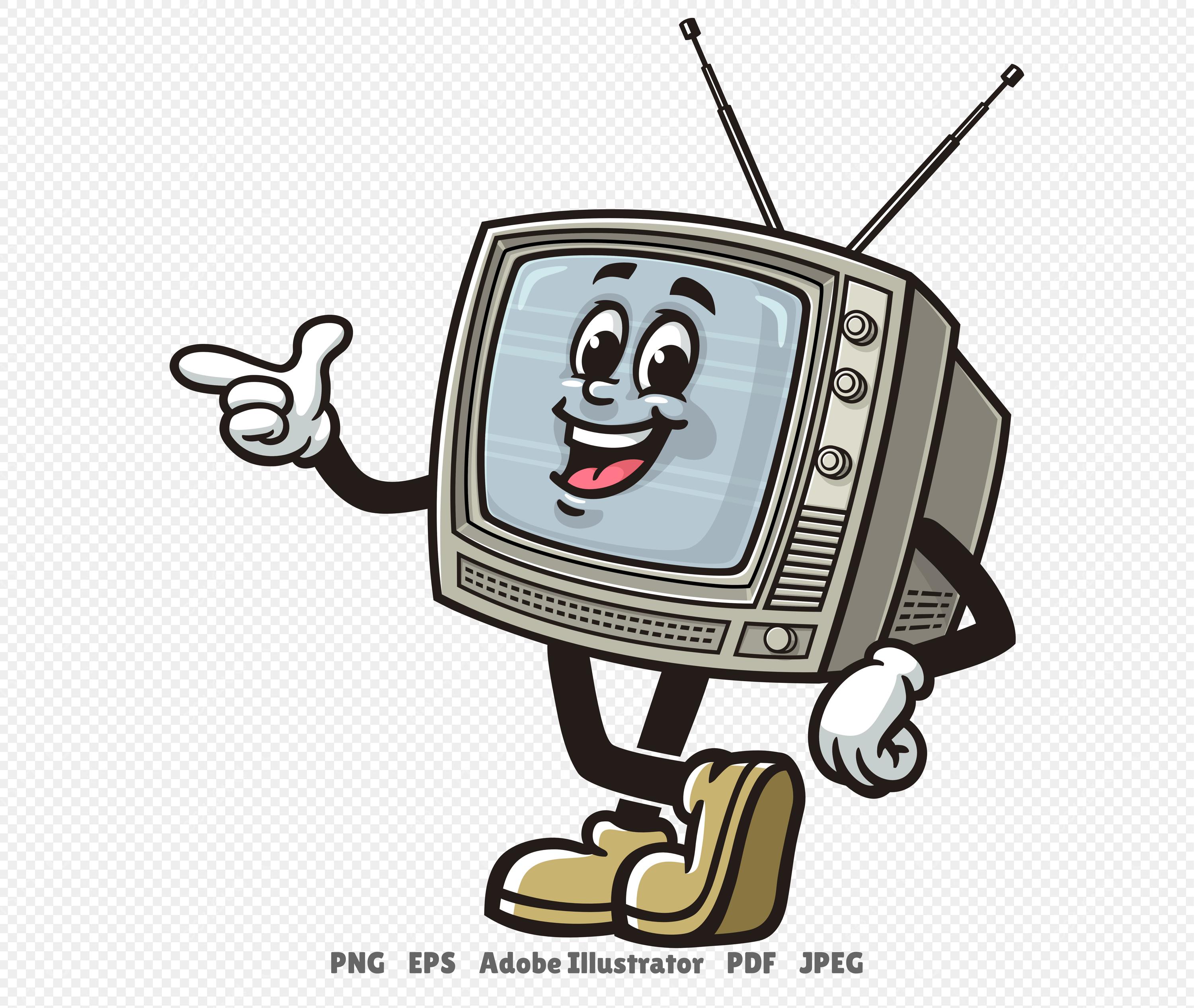 Old Television Cartoon Mascot Illustration Character Vector Clip-art ...