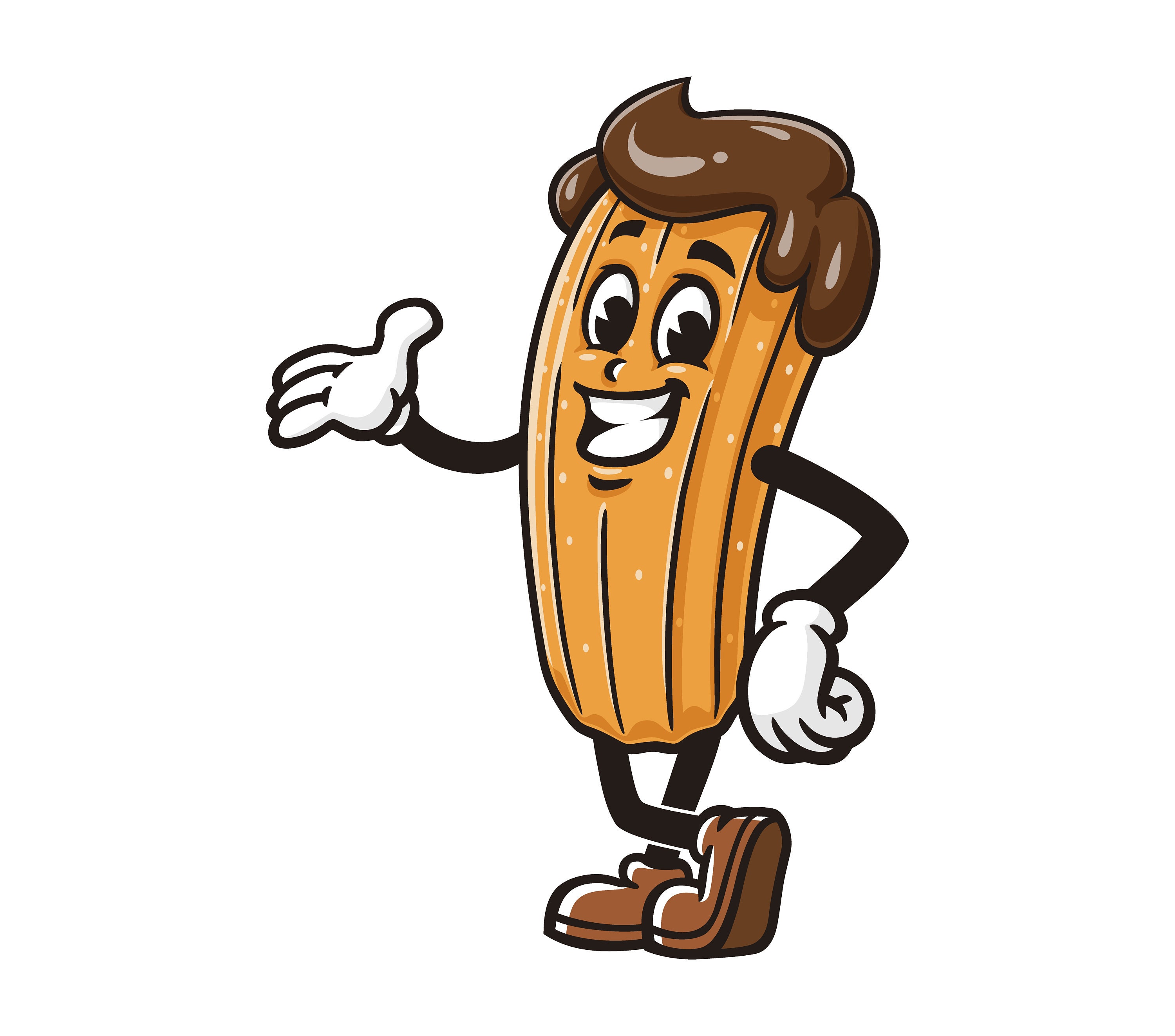 CHURROS Cartoon Mascot Illustration Character Vector Clip Art Hand ...