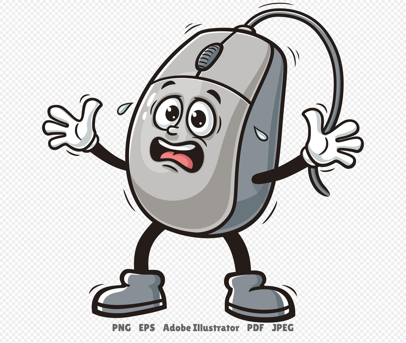 Panic Computer Mouse Cartoon Mascot Illustration Character Vector Clip ...
