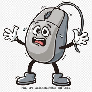 Panic Computer Mouse Cartoon Mascot Illustration Character Vector Clip ...