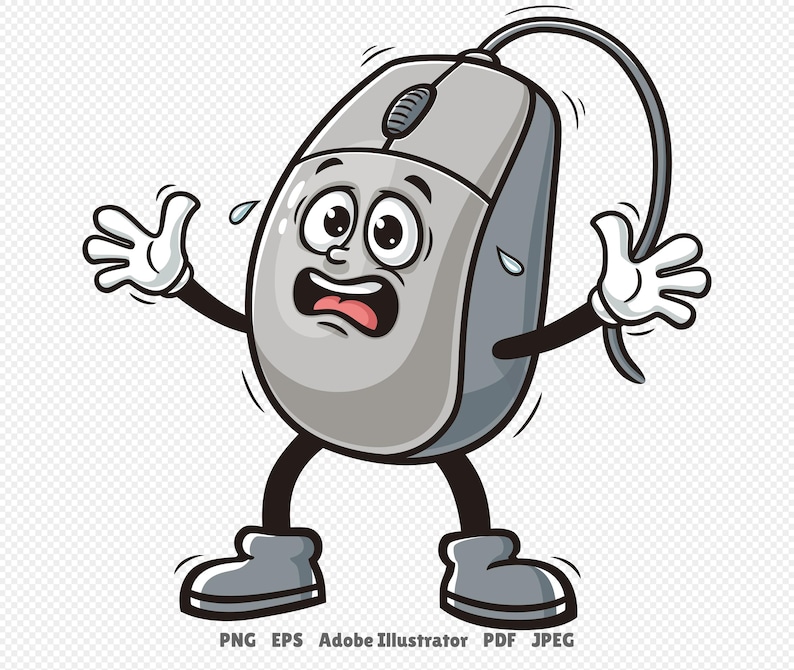 Panic Computer Mouse Cartoon Mascot Illustration Character Vector Clip ...