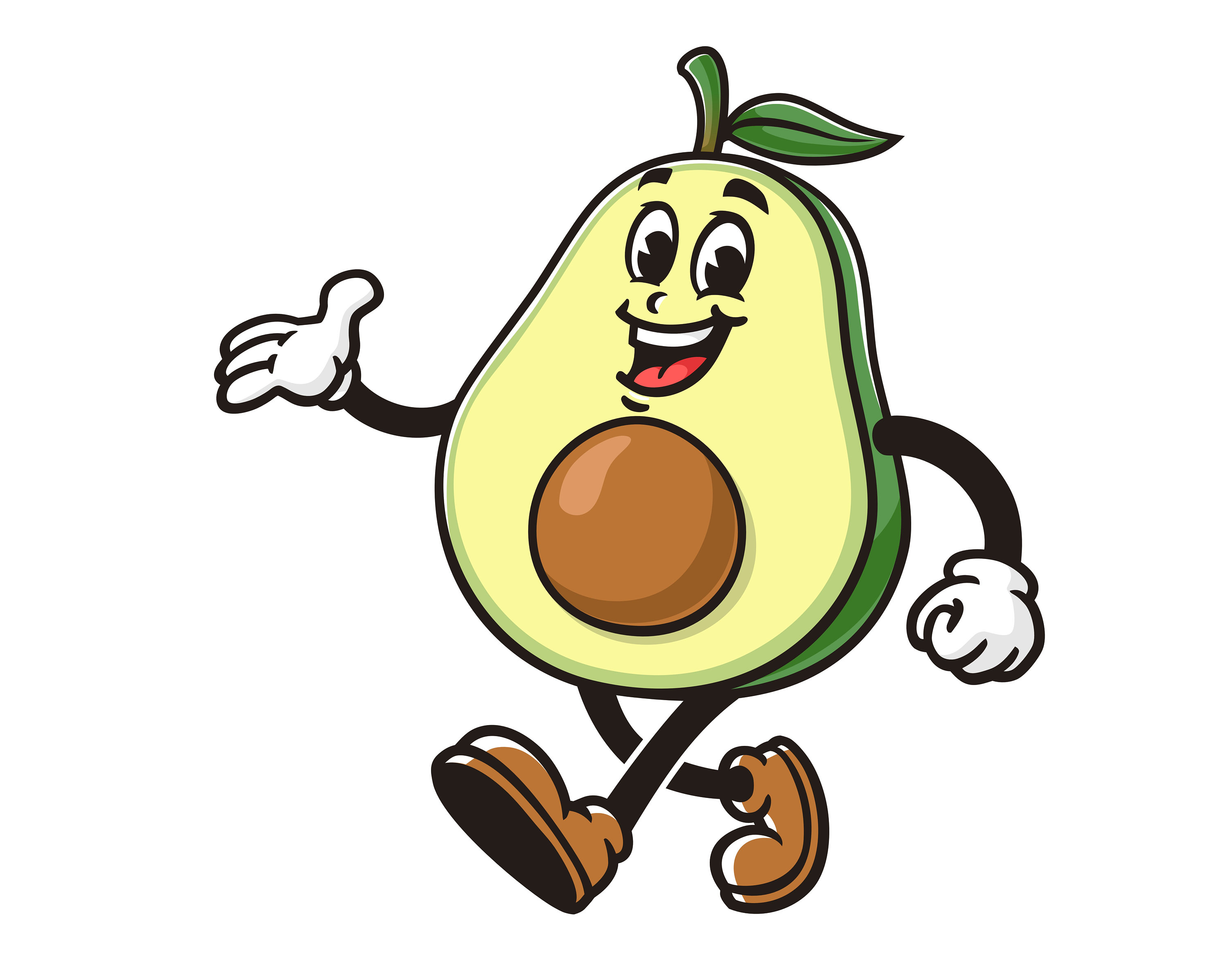 Walking Avocado Cartoon Mascot Illustration Design Character Vector - Etsy