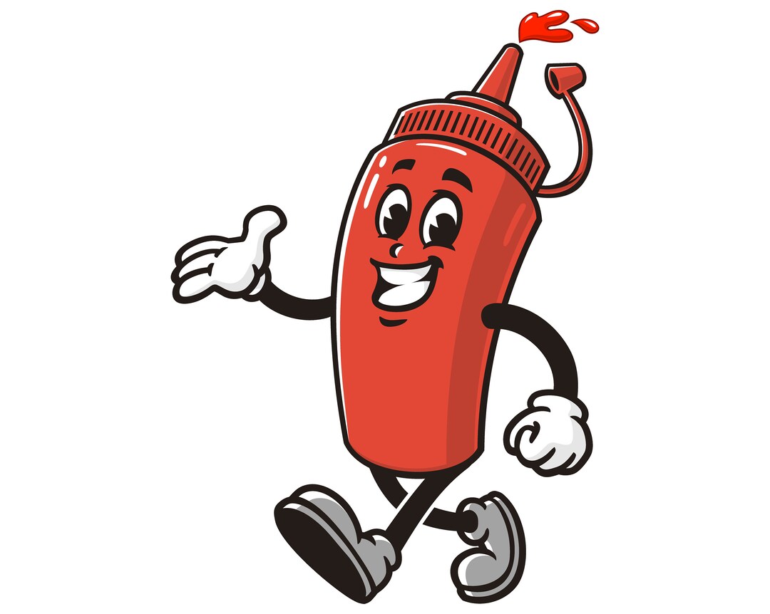 Walking Sauce Ketchup Mayonnaise Cartoon Mascot Illustration Design ...